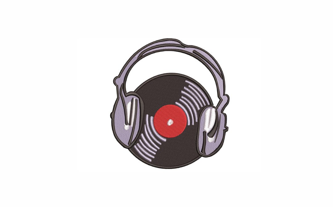 Music Machine Embroidery Design. 4 Sizes. Headphone Embroidery Design ...