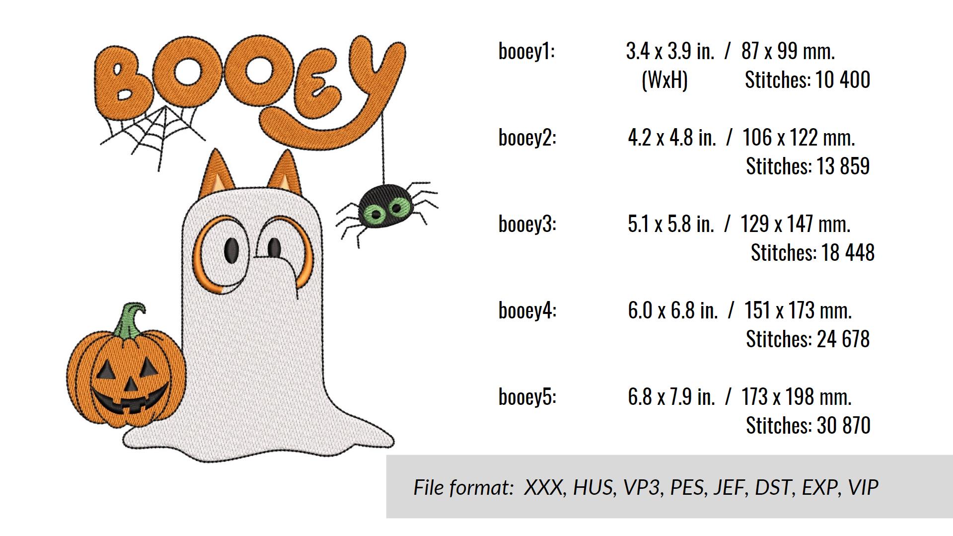 Booey Machine Embroidery Design. 5 Sizes. Halloween Embroidery Design ...