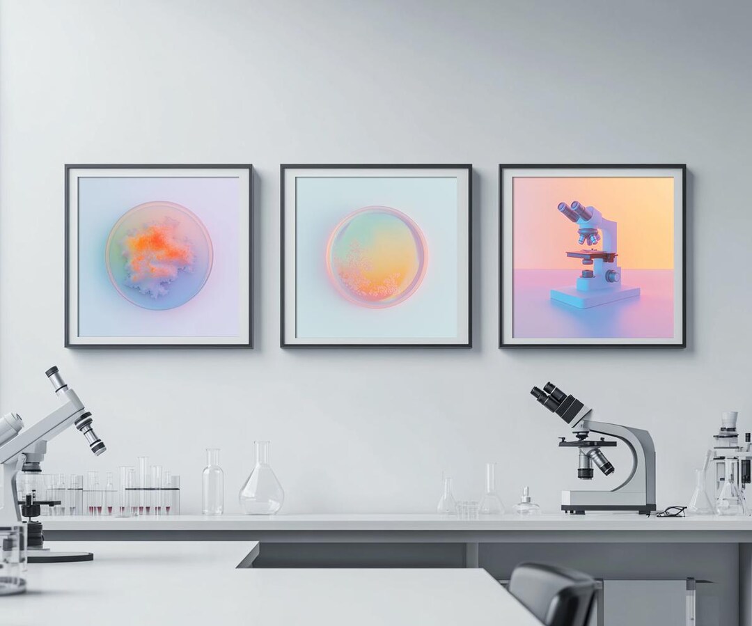 Microbiology Art Print Set - Petri Dish & Microscope Digital Download ...