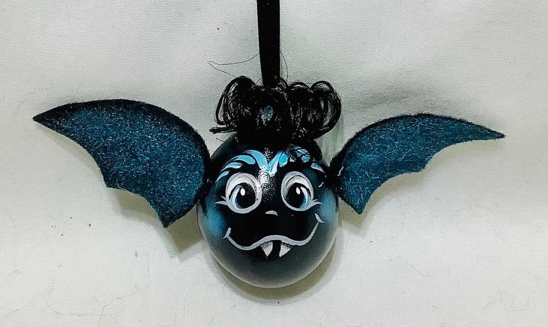 Mini Halloween Gourd Bat Ornament - Hand Painted Gourds - Etsy