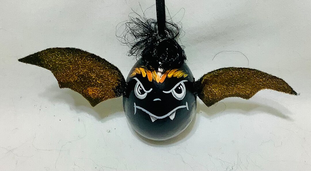 Mini Halloween Gourd Bat Ornament - Hand Painted Gourds - Etsy