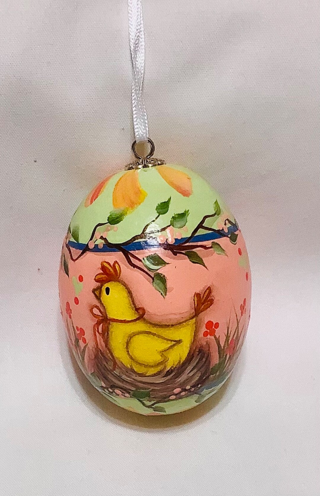 Chicken on Nest Gourd Easter Egg Ornament - Hand Painted Gourds - Etsy