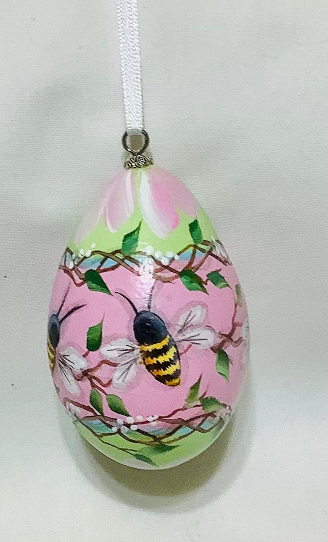 Bees, Vines and Flowers Easter Egg Gourd Ornament Hand Painted Gourd - Etsy