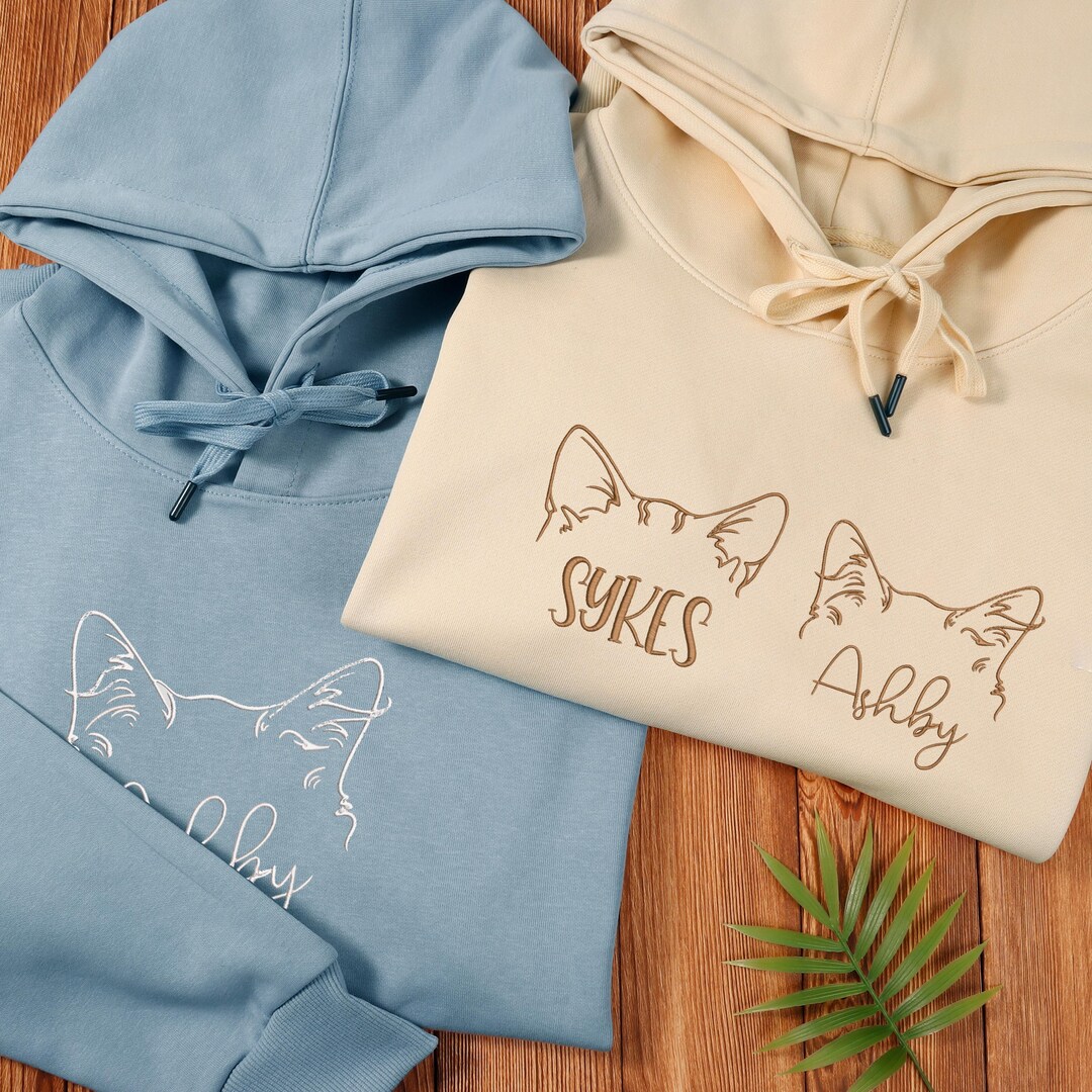 Customded Cat Ear Contoured Sweatshirt With Name,personalized ...