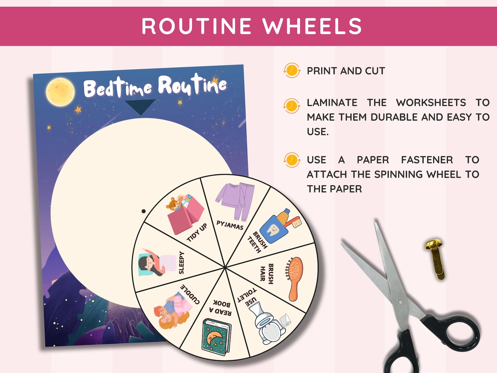Routine Wheel for Kids, Preschool Morning Afternoon Bedtime Chore Chart ...