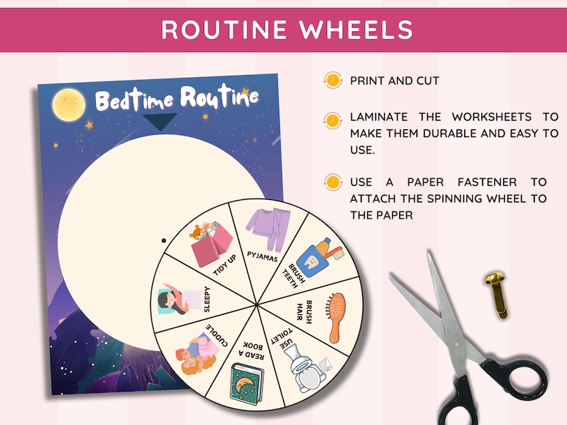 Routine Wheel for Kids, Preschool Morning Afternoon Bedtime Chore Chart ...