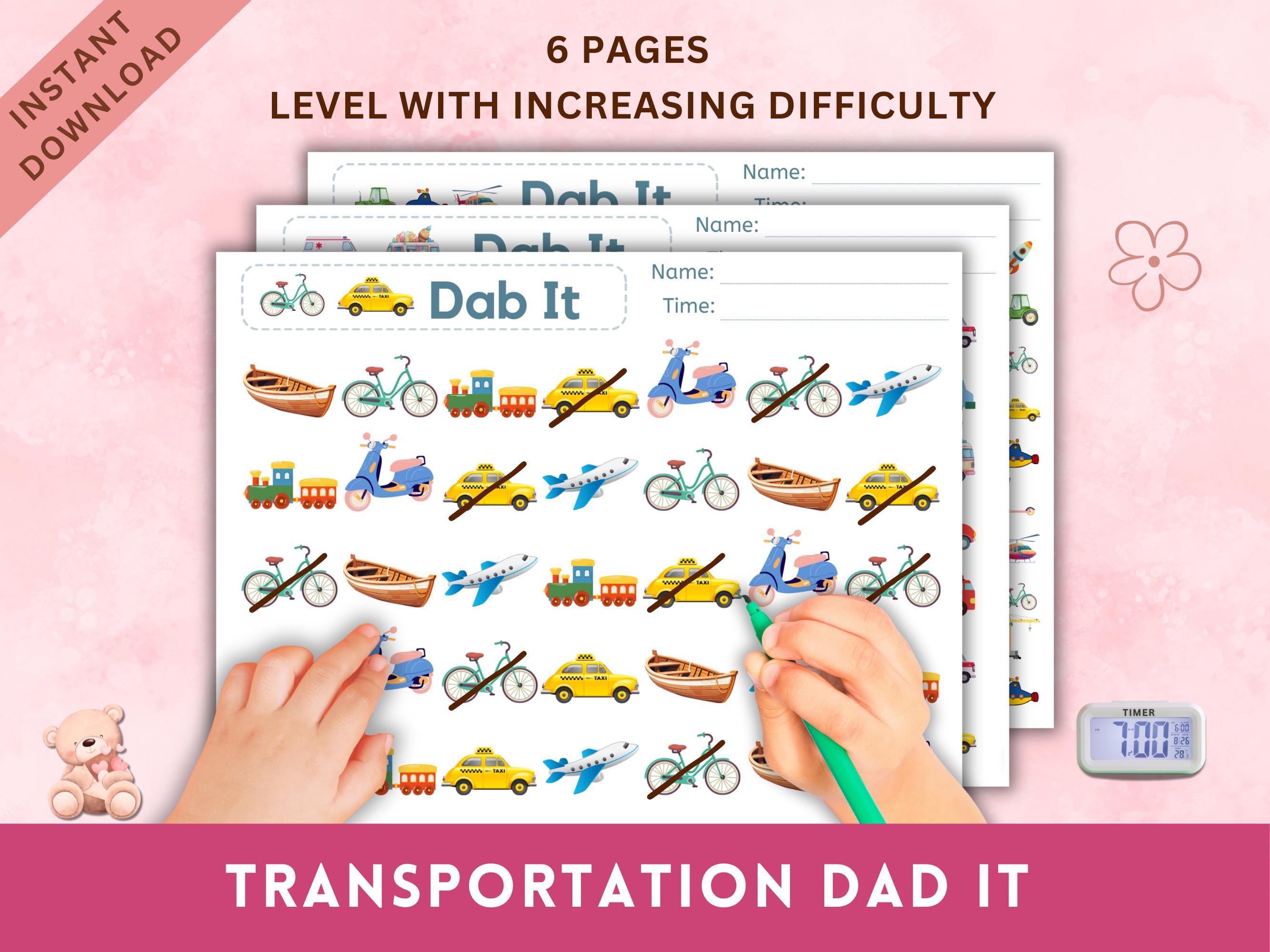 Transportation Dab It Printable, Kid Vehicles Busy Book, I Spy Game ...