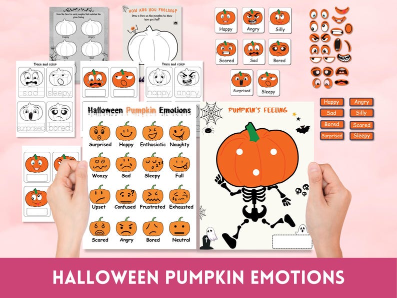 Halloween Pumpkin Emotions Feelings Activity for Kids, Behavior ...