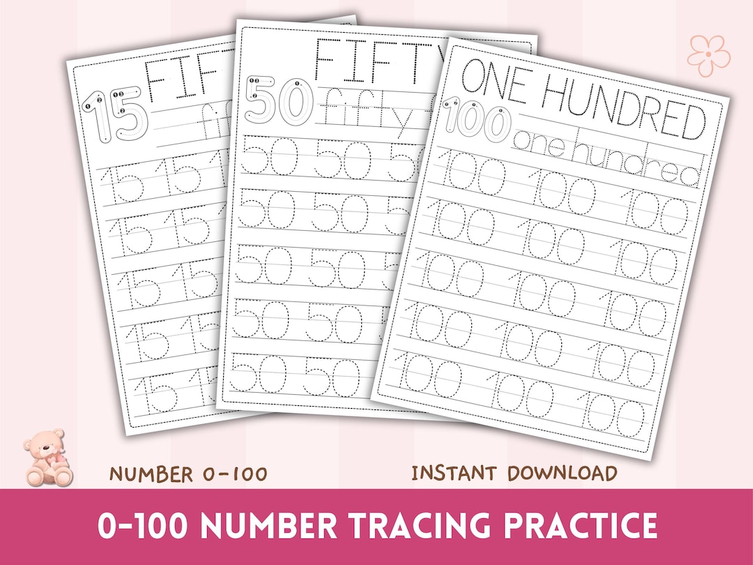 0-100 Number Tracing Worksheets, Handwriting Practice Gifts, Math ...