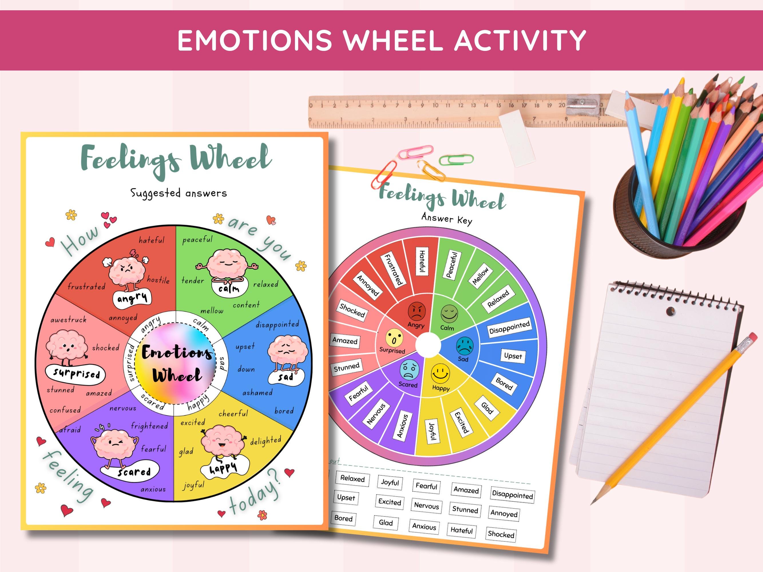 Emotions Wheel Activity for Kids, Preschool Feelings Spinner Game ...