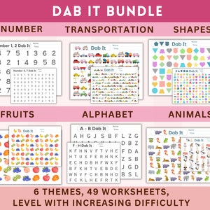 Dab It Printable Bundle, Number Alphabet Shape Transportation Fruits ...