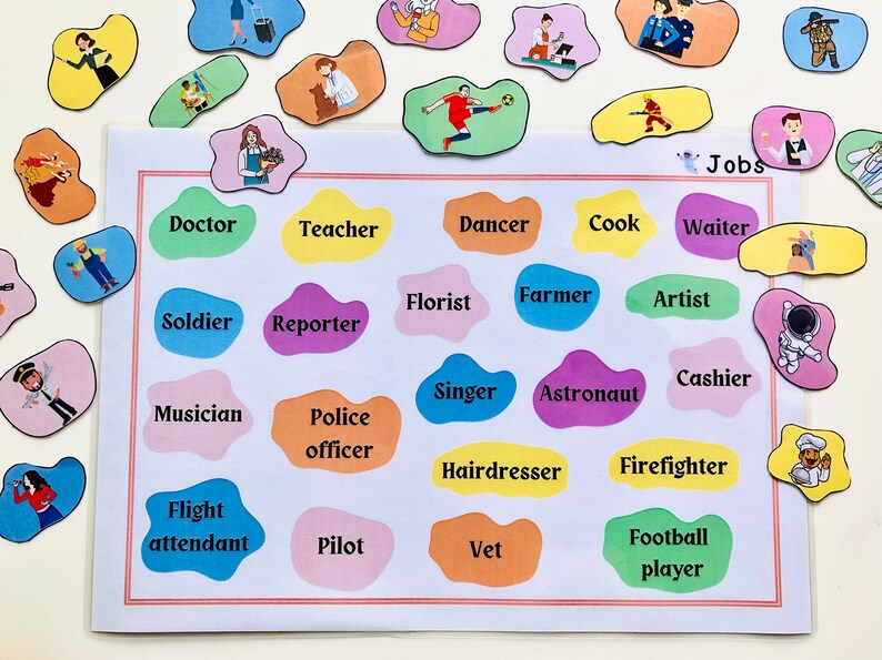 Professions Matching Activity Worksheet, Occupations Memory Game for ...