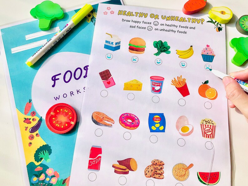 Fruits and Vegetables Activity Worksheet, Healthy & Unhealthy Food ...