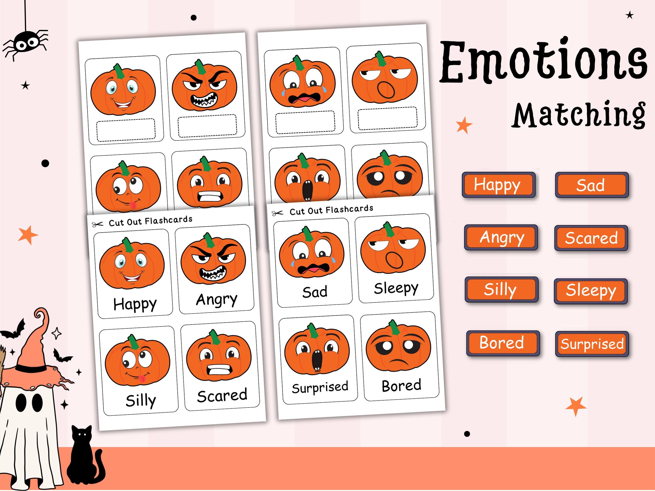 Halloween Pumpkin Emotions Feelings Activity for Kids, Behavior ...