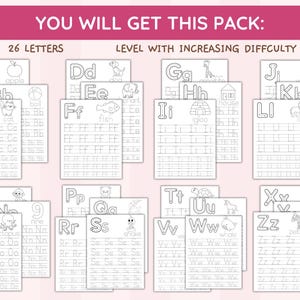 Alphabet Tracing Activity Worksheet, 26 ABC Phonic Upper Lowercase ...