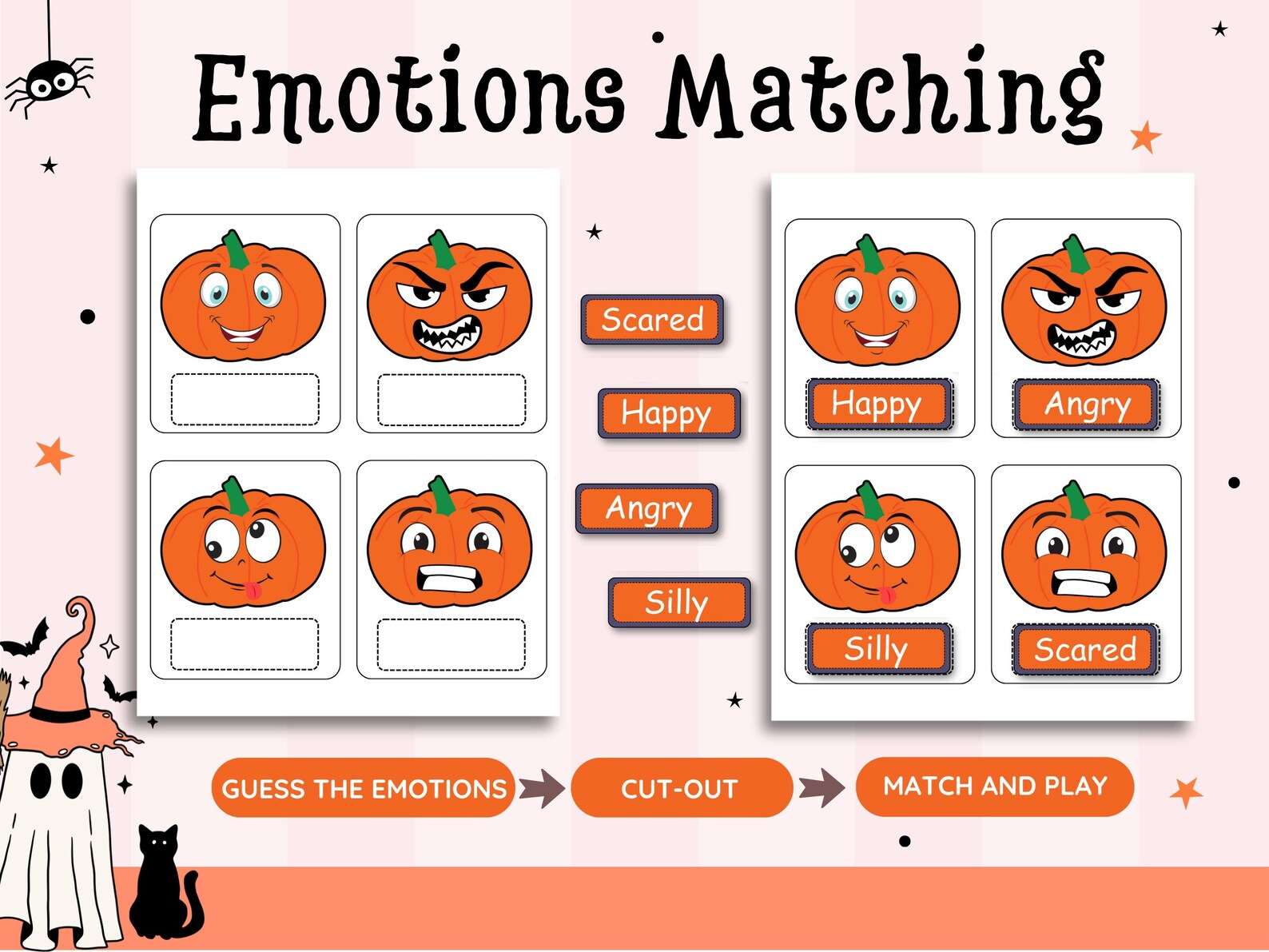 Halloween Pumpkin Emotions Feelings Activity for Kids, Behavior ...