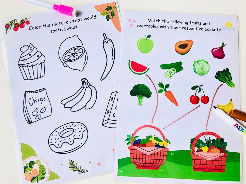 Fruits and Vegetables Activity Worksheet, Healthy & Unhealthy Food ...