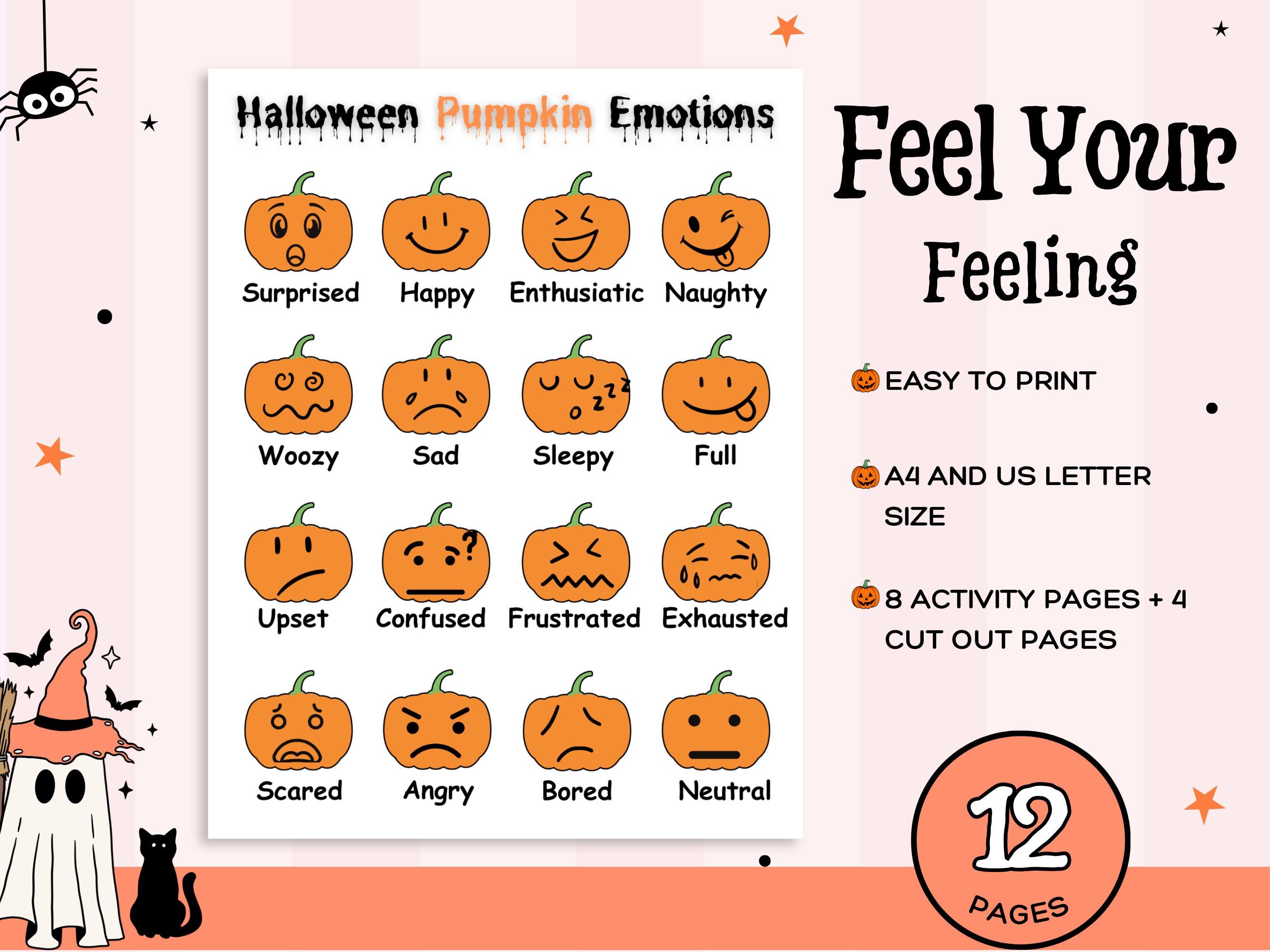 Halloween Pumpkin Emotions Feelings Activity for Kids, Behavior ...
