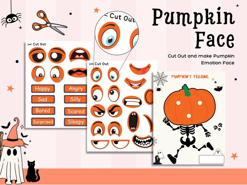 Halloween Pumpkin Emotions Feelings Activity for Kids, Behavior ...