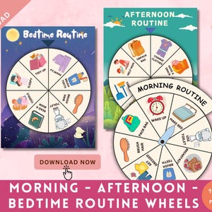 Routine Wheel for Kids, Preschool Morning Afternoon Bedtime Chore Chart ...