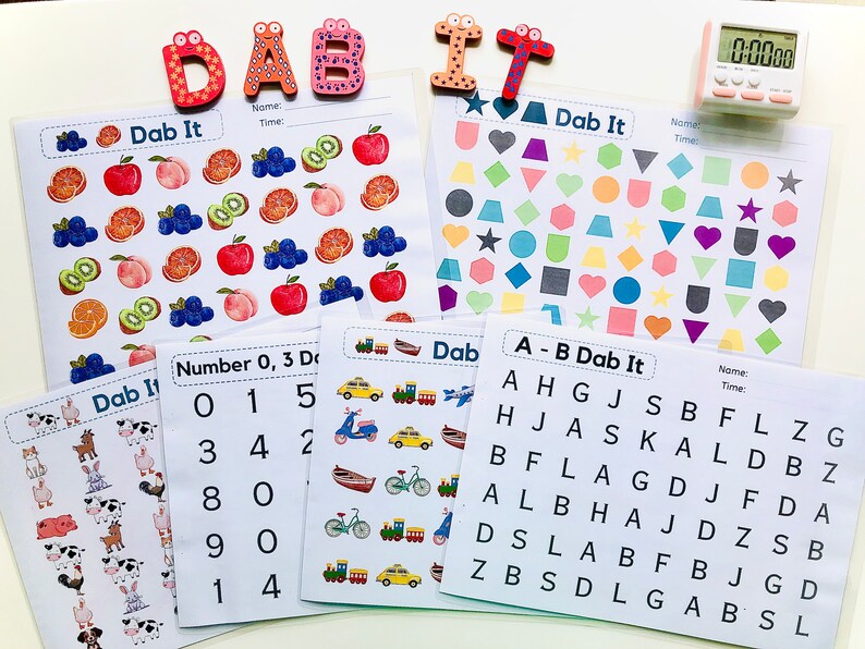 Dab It Printable Bundle, Number Alphabet Shape Transportation Fruits ...