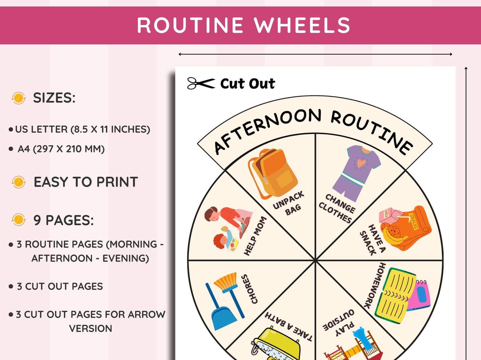 Routine Wheel for Kids, Preschool Morning Afternoon Bedtime Chore Chart ...