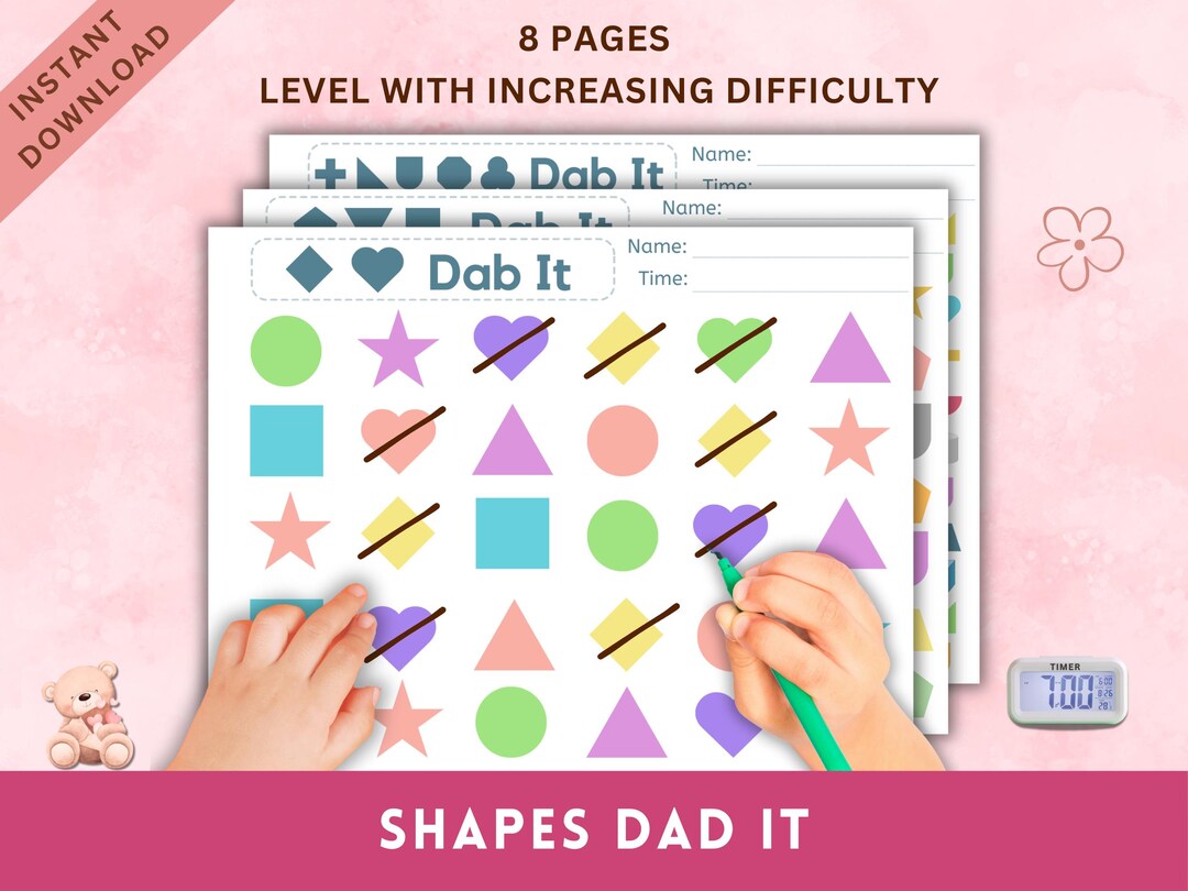 Shapes Dab It Printable, I Spy Game Gift for Kid, Look and Find ...