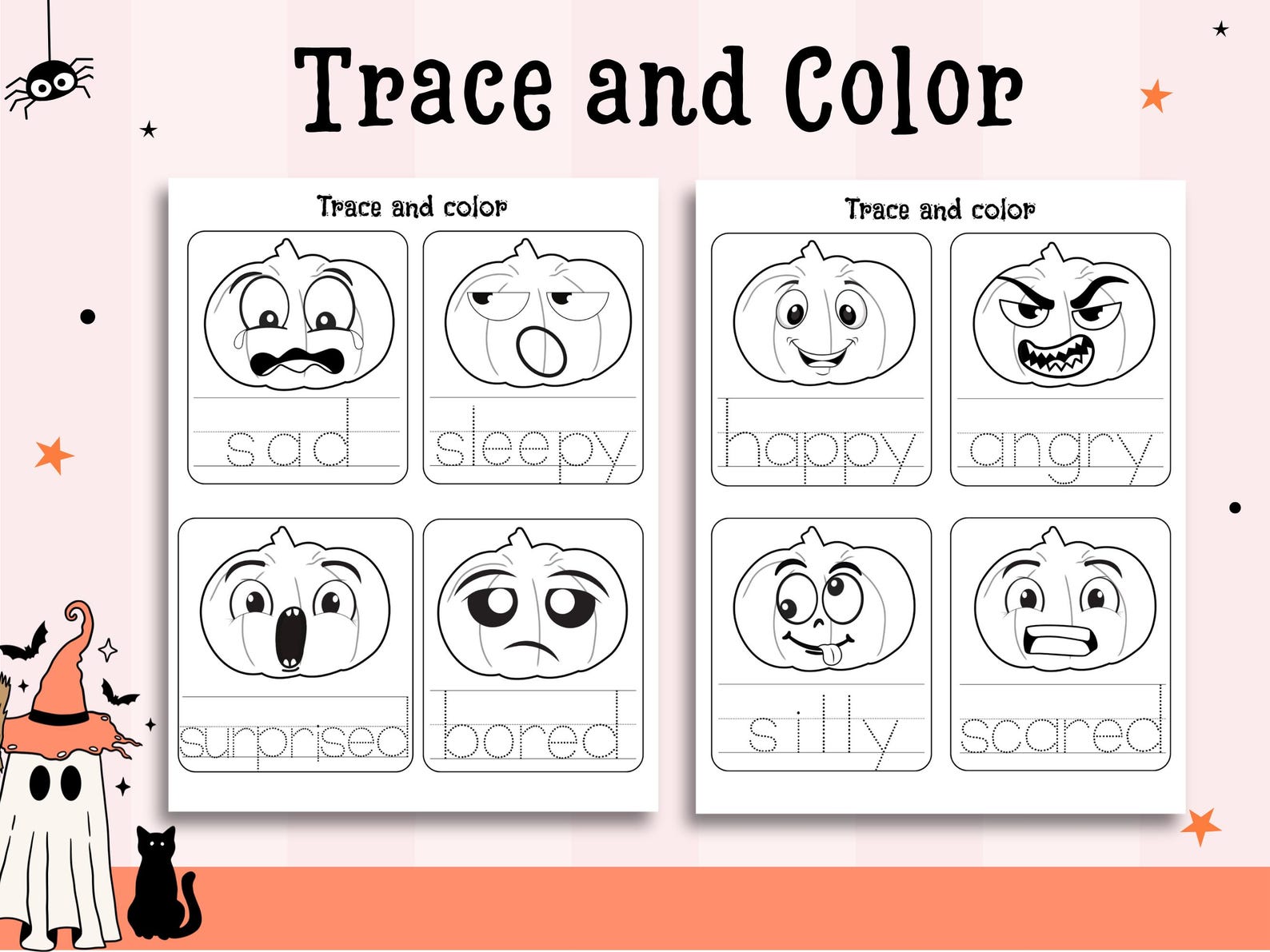 Halloween Pumpkin Emotions Feelings Activity for Kids, Behavior ...
