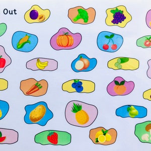 Fruits and Vegetables Matching Activity Worksheet, Color Sorting Gift ...