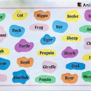 Animals Matching Activity Worksheet, Color Sorting Gift for Kids ...
