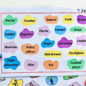 Professions Matching Activity Worksheet, Occupations Memory Game for ...