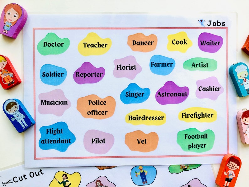 Professions Matching Activity Worksheet, Occupations Memory Game for ...