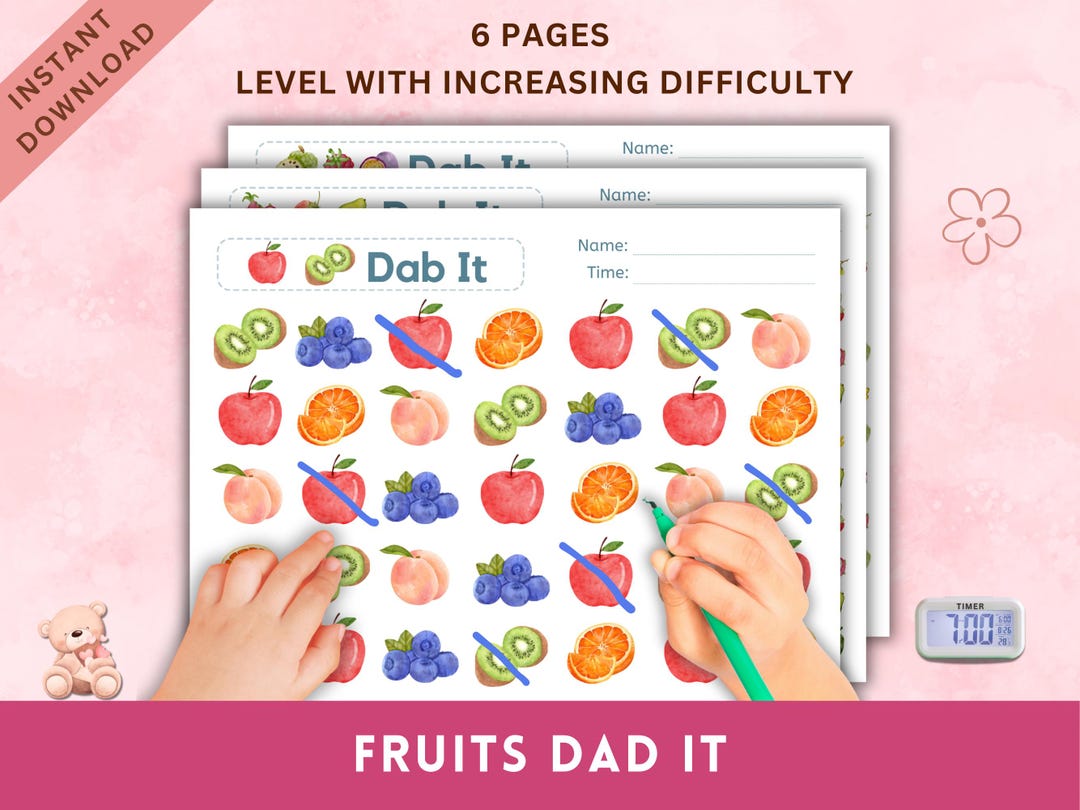 Fruits Dab It Printable, I Spy Game, Look and Find Activity Worksheet ...