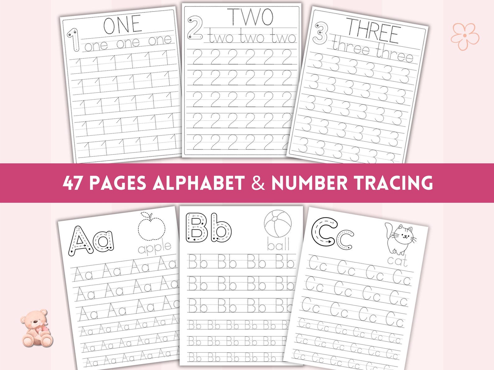 Number Alphabet Tracing Worksheets, ABC Pre Handwriting Practice, 0-20 ...