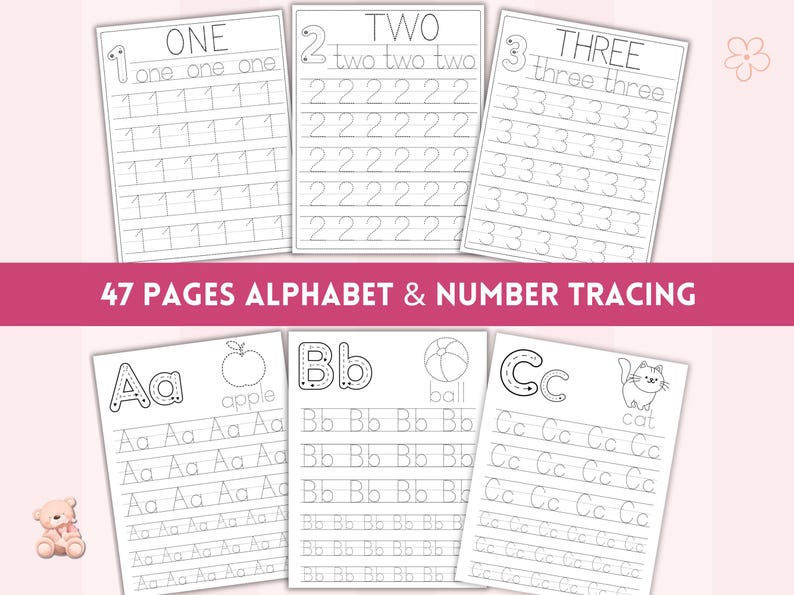Number Alphabet Tracing Worksheets, ABC Pre Handwriting Practice, 0-20 ...