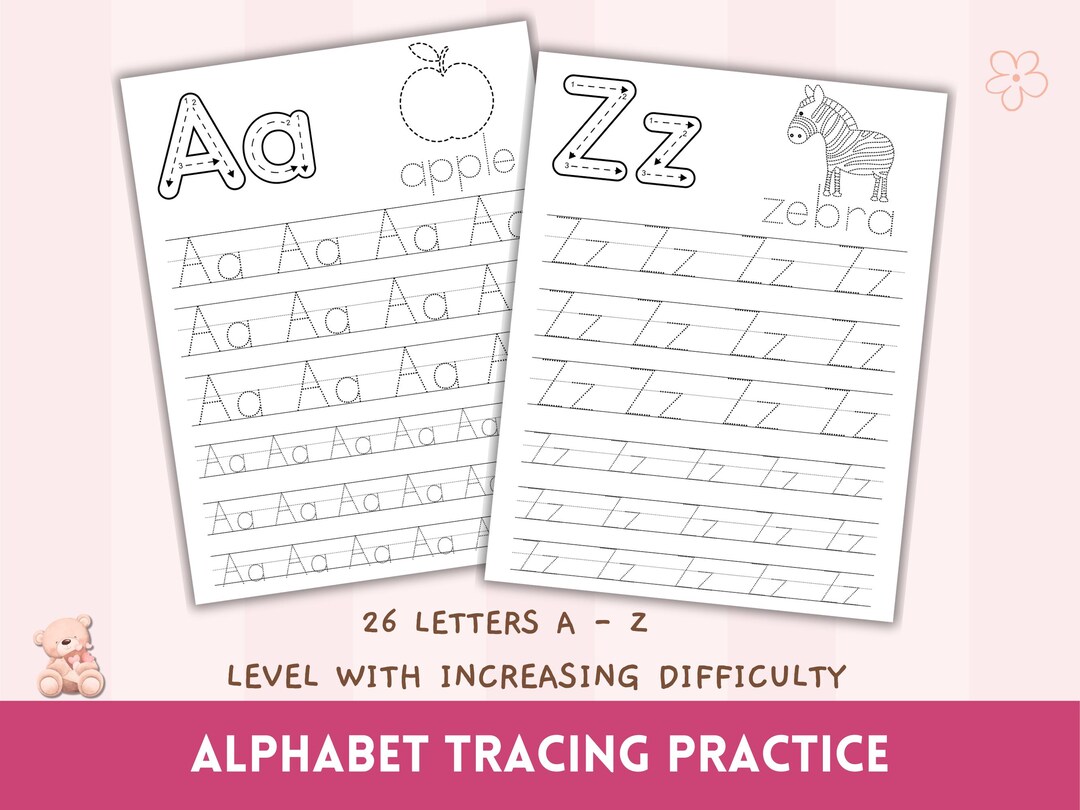 Alphabet Tracing Activity Worksheet, 26 ABC Phonic Upper Lowercase ...
