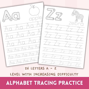 Alphabet Tracing Activity Worksheet, 26 ABC Phonic Upper Lowercase ...