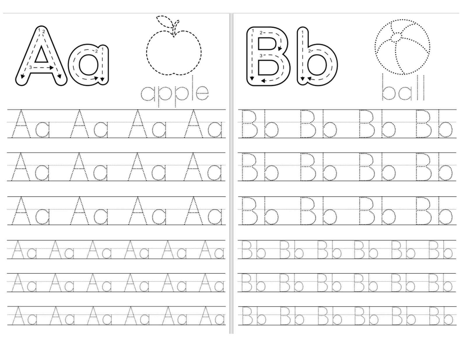 Alphabet Tracing Activity Worksheet, 26 ABC Phonic Upper Lowercase ...