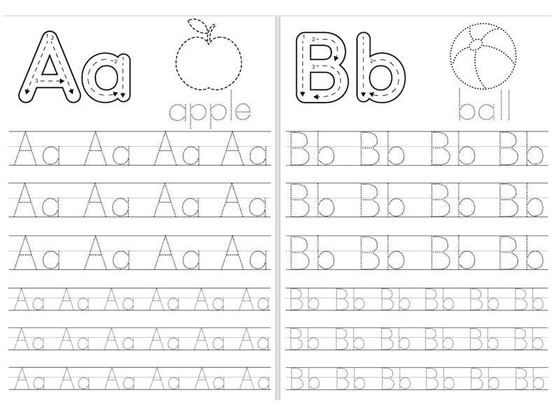 Alphabet Tracing Activity Worksheet, 26 ABC Phonic Upper Lowercase ...