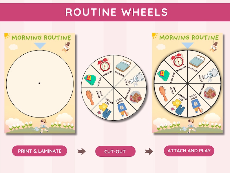 Routine Wheel for Kids, Preschool Morning Afternoon Bedtime Chore Chart ...