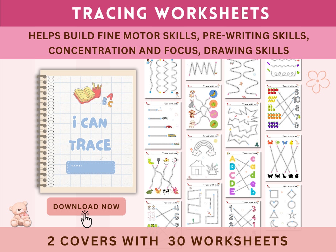 Preschool Line Tracing Worksheet, Handwriting Practice Activity ...