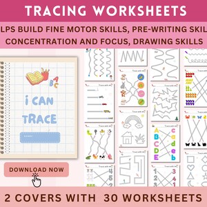 Preschool Line Tracing Worksheet, Handwriting Practice Activity ...
