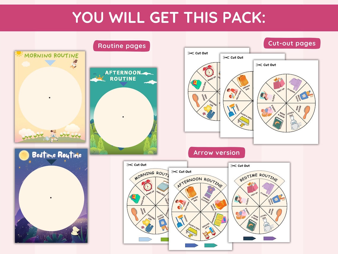 Routine Wheel for Kids, Preschool Morning Afternoon Bedtime Chore Chart ...