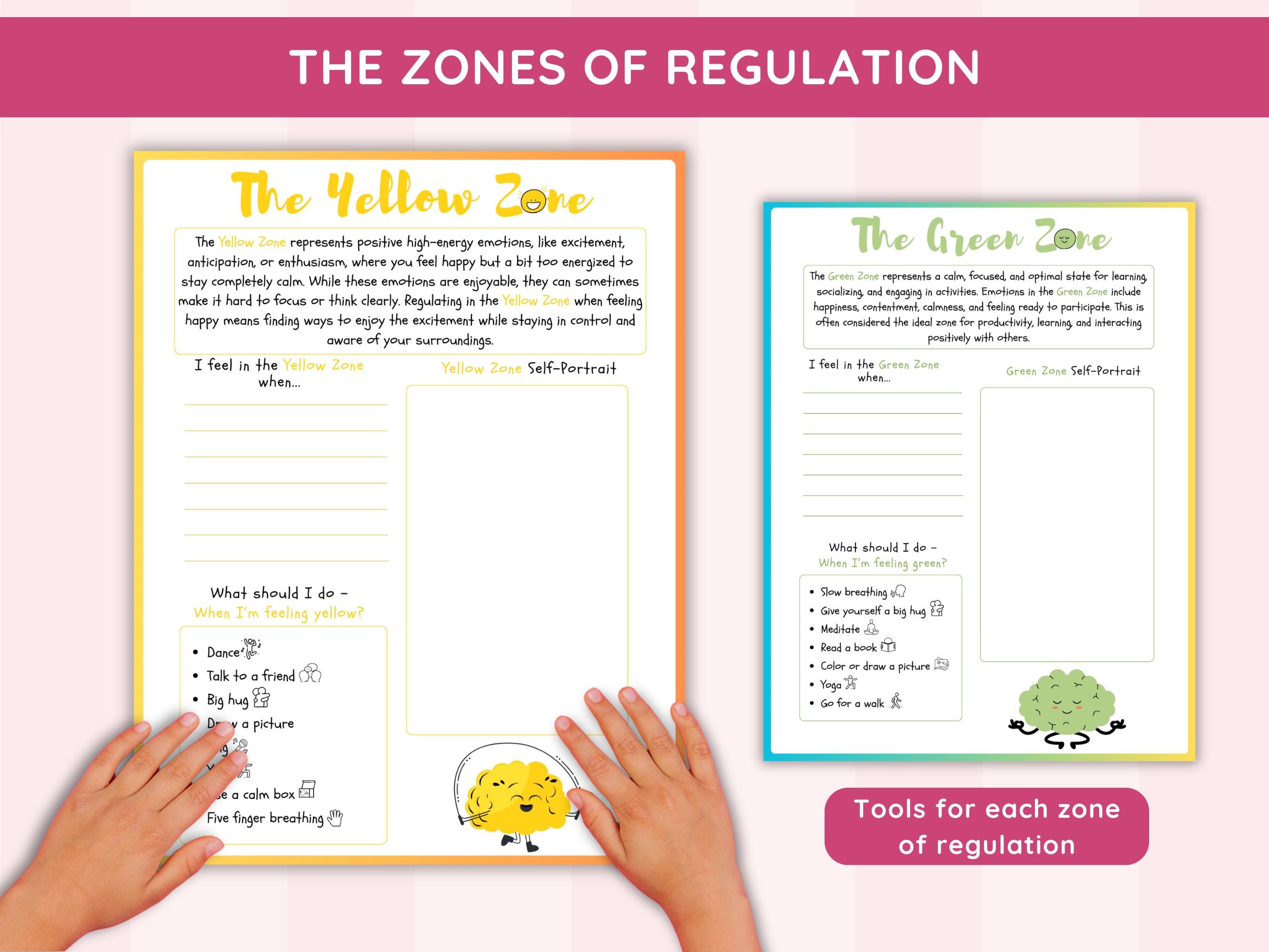 Zones of Regulation Worksheet for Kids Teens, Social Emotional Learning ...