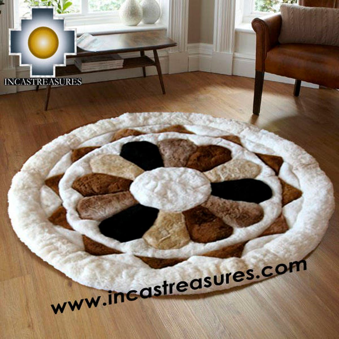 Round Area Rug, Home Decor Mats, Handwoven Alpaca Wool Rugs From Peru ...