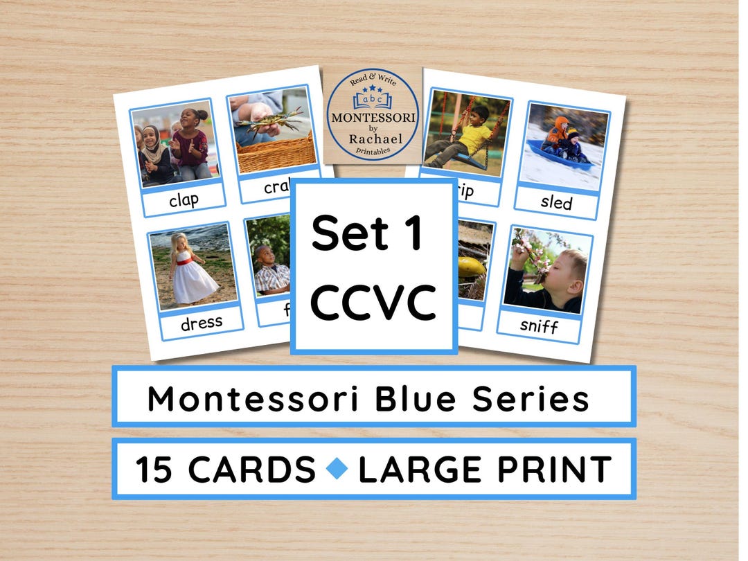 Montessori Reading Flashcards Blue Series Phonics Material Digital ...