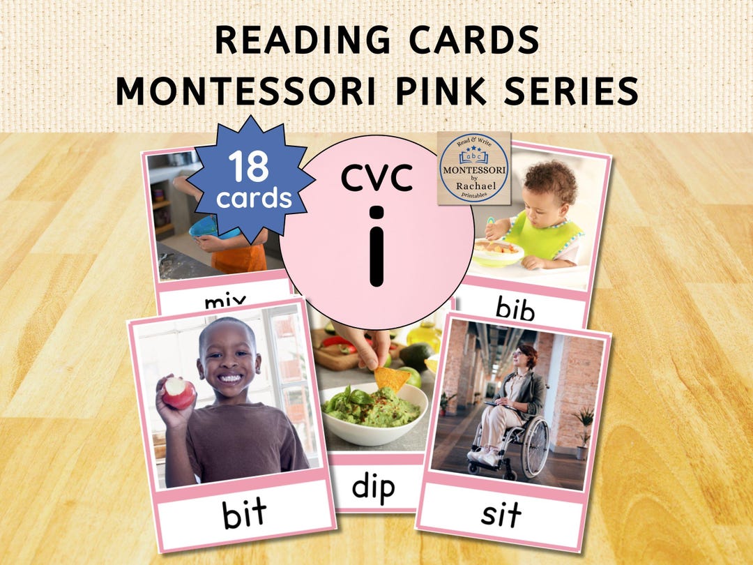 Montessori Short I Three Part Cards Pink Series Short I Flashcards for ...