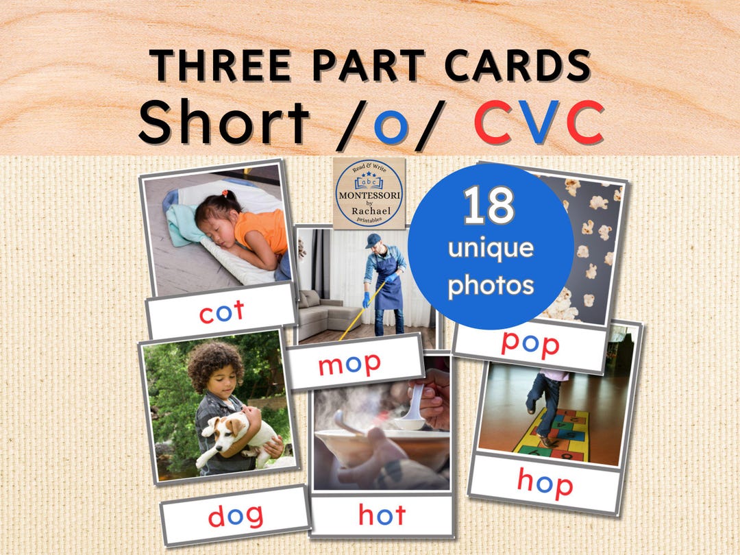 Phonics Learning Card Short O Montessori 3 Part Reading Intervention ...