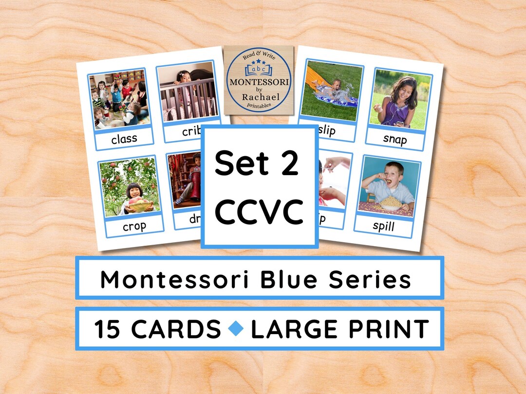Montessori Blue Series CCVC Blends Set 2 Phonetic Reading Cards Three ...