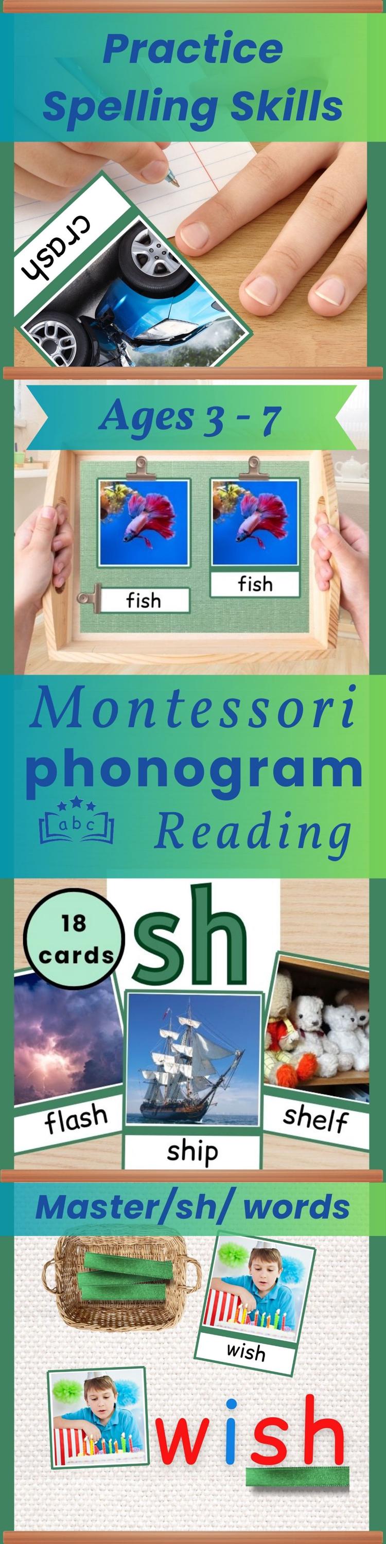 Montessori SH Digraph Flashcards: Homeschool Phonics (digital Download ...